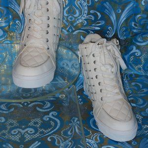 David Aaron | Shoes | David Aaron White Synthetic Wedge Heel Boots ...